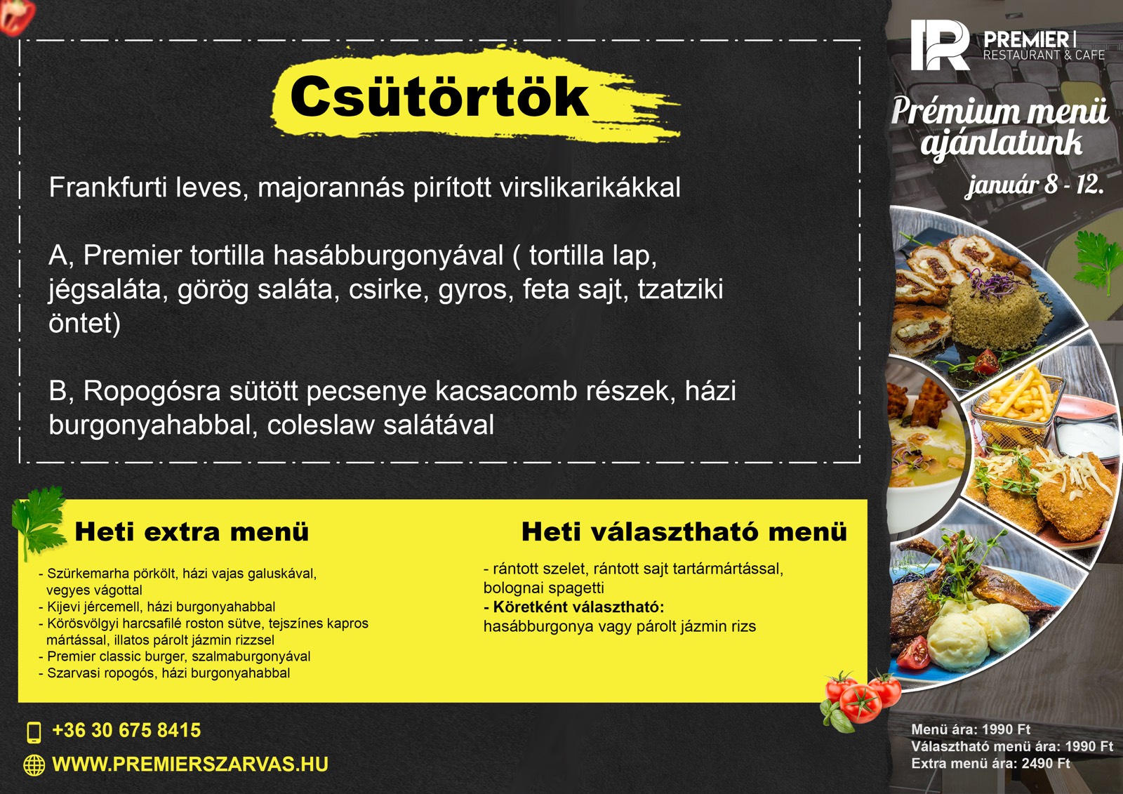 Napi menü - Premier | Restaurant & Cafe – Szarvas